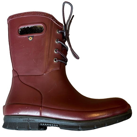 Bogs | Shoes | Bogs Amanda Plush Lace Rain Boots Insulated Burgundy Red ...